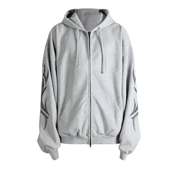Vetements Graffiti Tribal Zip-up Hoodie Melange