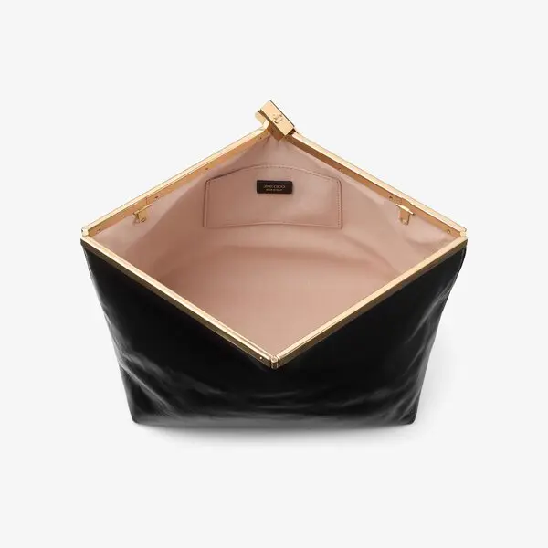 JIMMY CHOO Ganache Clutch And Gold Soft Shiny Biker Leather Clutch Bag