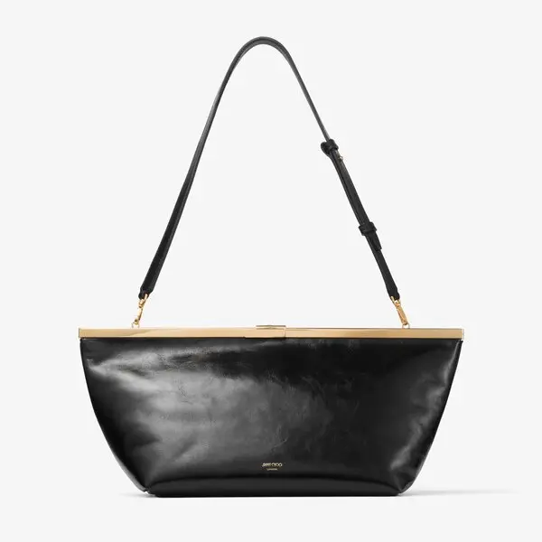 JIMMY CHOO Ganache Clutch And Gold Soft Shiny Biker Leather Clutch Bag