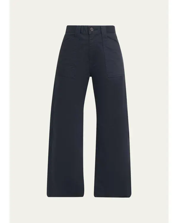 Moussy Vintage Gusset Mid-rise Ankle Cargo Pants - Navy