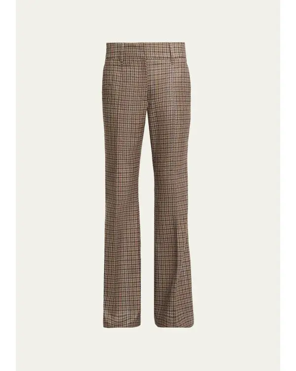 Gabriela Hearst Rhein Houndstooth Flared Pants - Camel