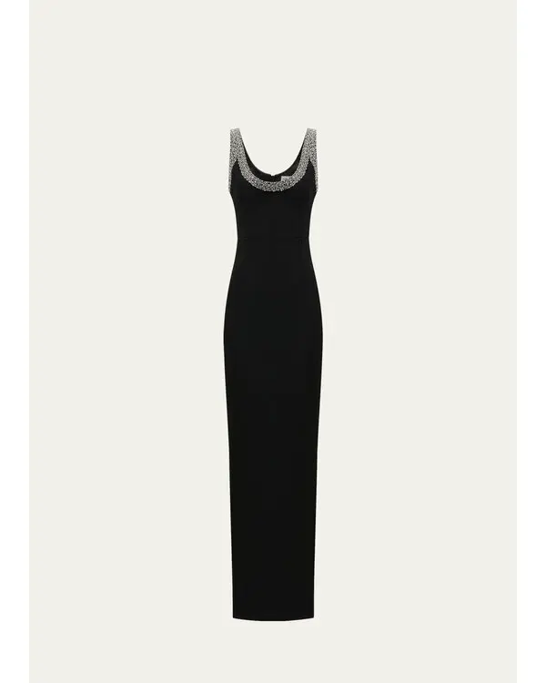 THE NEW ARRIVALS ILKYAZ OZEL Manu Crystal-trim Column Gown - Orpheon