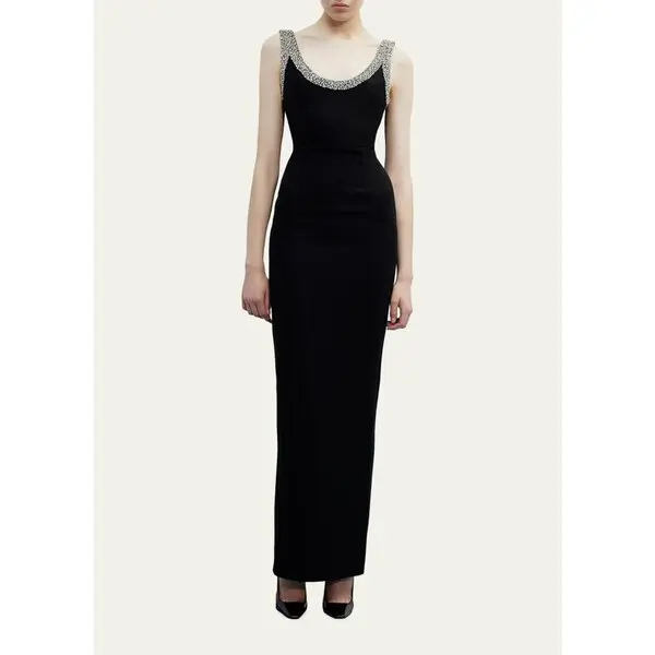 THE NEW ARRIVALS ILKYAZ OZEL Manu Crystal-trim Column Gown