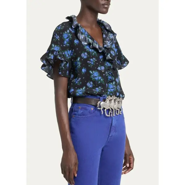Chloé Floral Ruffled Silk Top