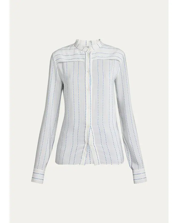 Chloé Striped Silk-blend Shirt - White