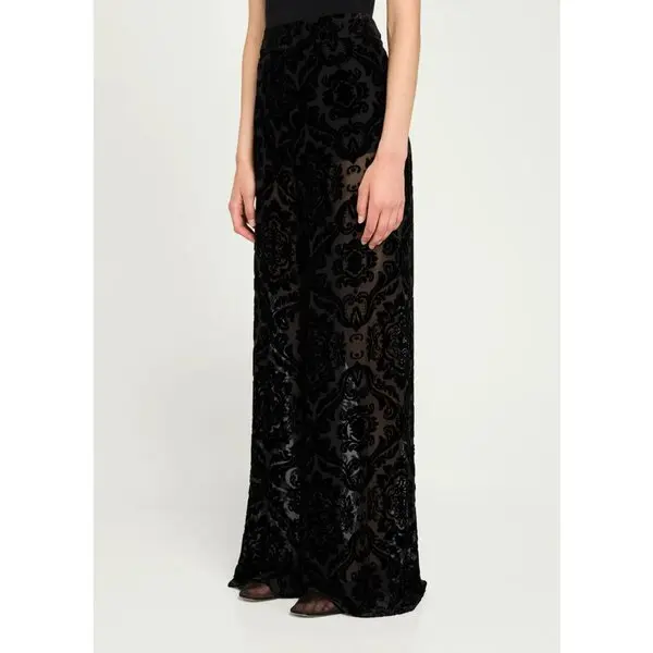 Alice + Olivia Athena Damask Velvet Burnout Wide-leg Pants