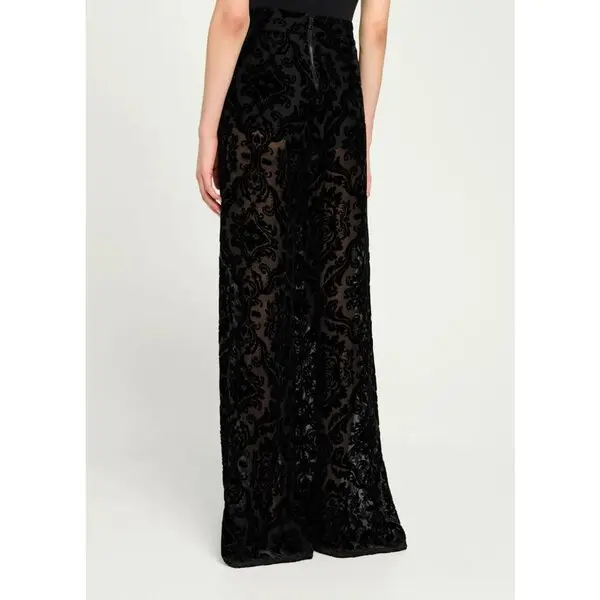Alice + Olivia Athena Damask Velvet Burnout Wide-leg Pants
