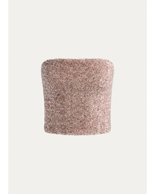 Alice + Olivia Cosette Sequined Strapless Top - Blush