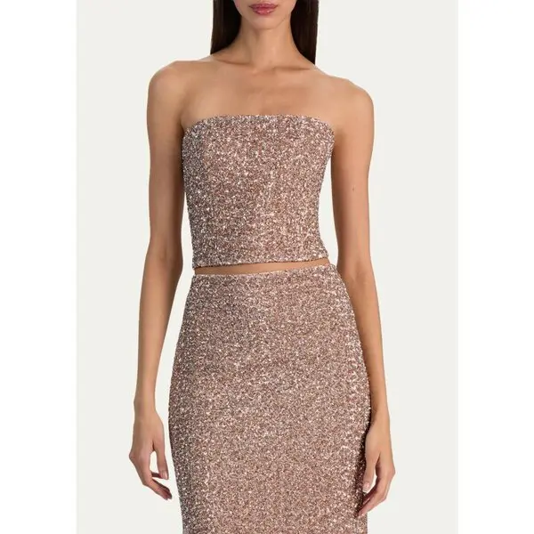 Alice + Olivia Cosette Sequined Strapless Top
