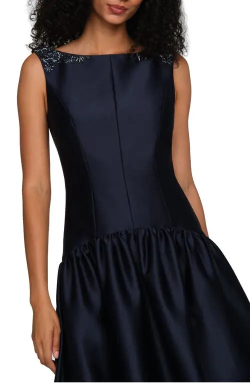 KAY UNGER Katrina Bateau Neck High-low Cocktail Dress