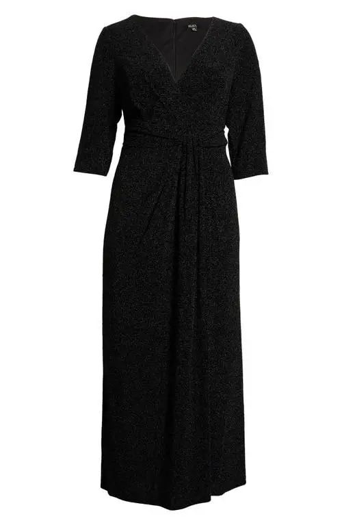 SL FASHIONS Metallic Knit Gown - Black