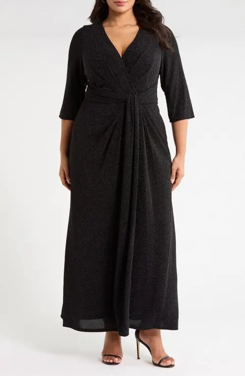 SL FASHIONS Metallic Knit Gown - Black