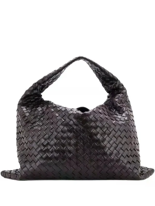 Bottega Veneta Hop Intrecciato Leather Large Hobo Bag - Brown