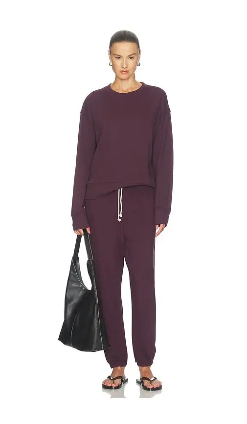 PERFECTWHITETEE Tyler French Terry Pullover Sweatshirt In Burgundy