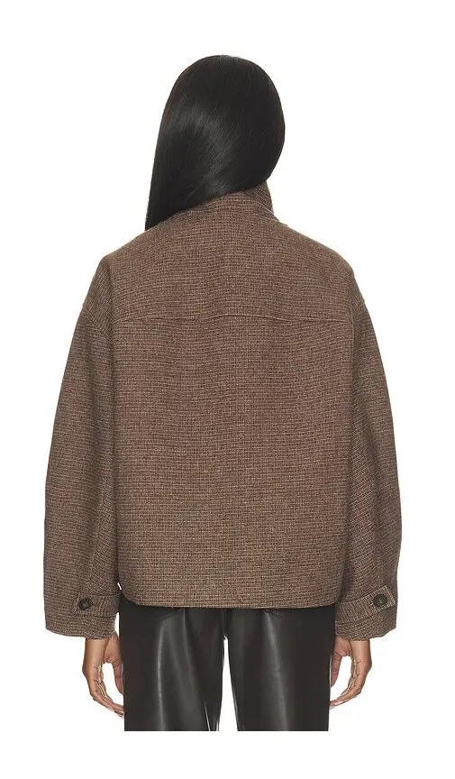 ELODIE THE LABEL Walker High Neck Short Coat In Brown