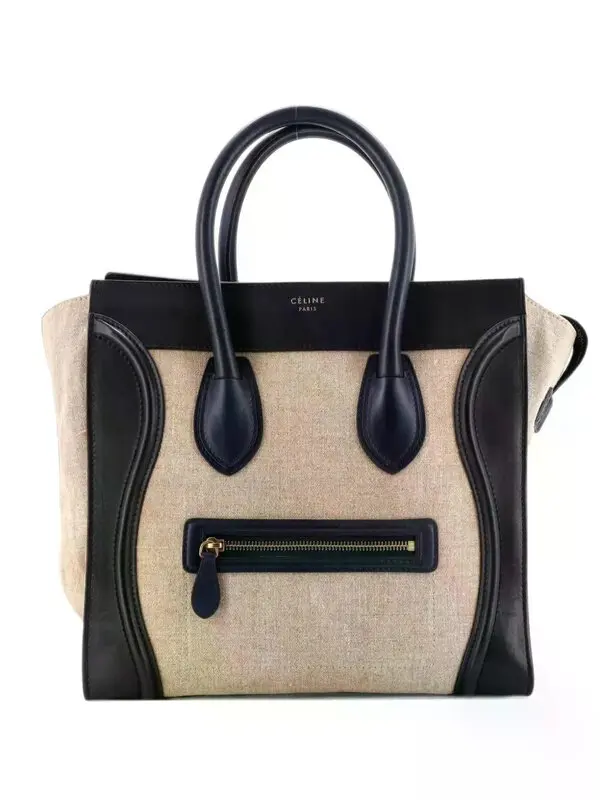 Celine Luggage Bag Canvas And Leather Mini Satchel - Black
