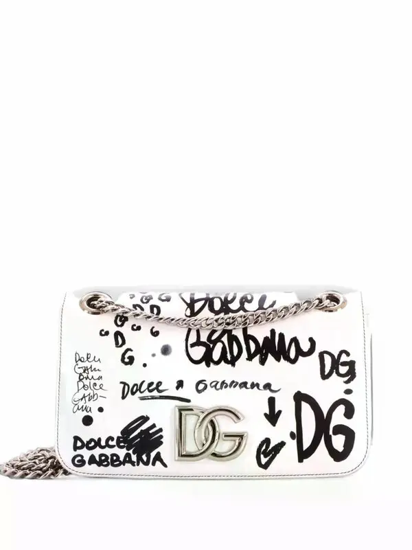 Dolce & Gabbana 3.5 Flap Chain Graffiti Printed Leather Shoulder Bag - Multicolour