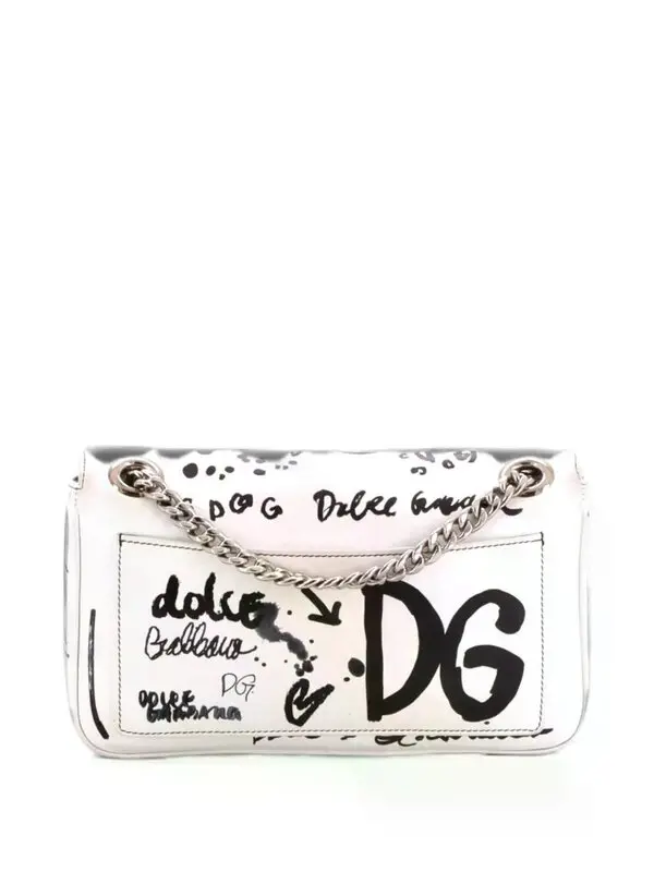 Dolce & Gabbana 3.5 Flap Chain Graffiti Printed Leather Shoulder Bag