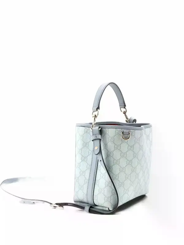 Gucci Gg Emblem Gg Coated Canvas Small Bucket Bag - Blue
