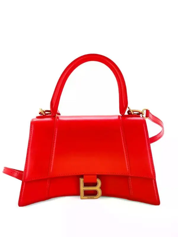 Balenciaga Hourglass Top Handle Bag Leather Small Satchel - Red