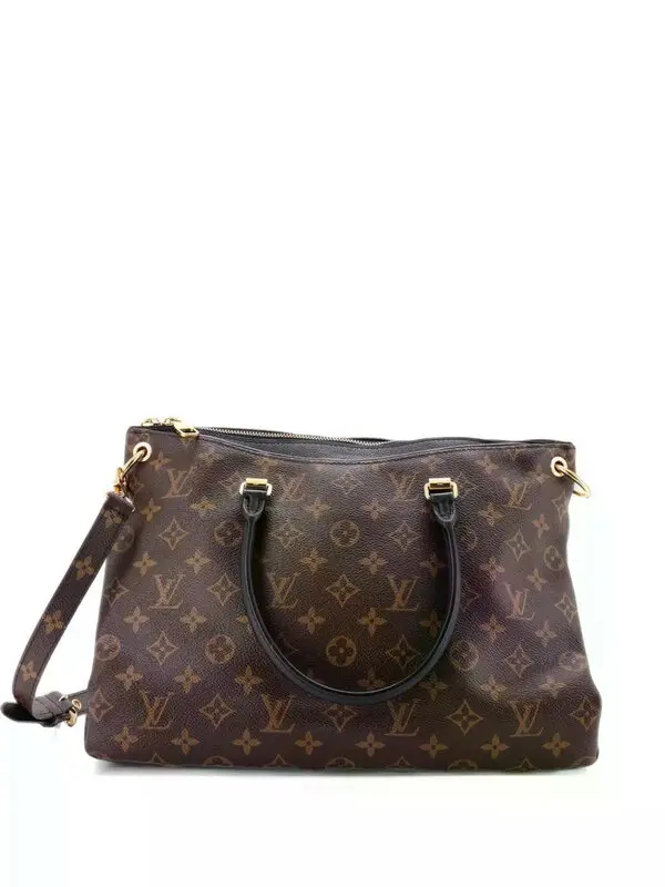 LOUIS VUITTON Pallas Tote Monogram Canvas With Leather Shoulder Bag - Black