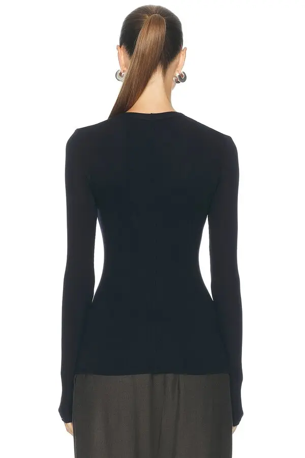 Enza Costa Silk Rib Essential U Top In Charcoal