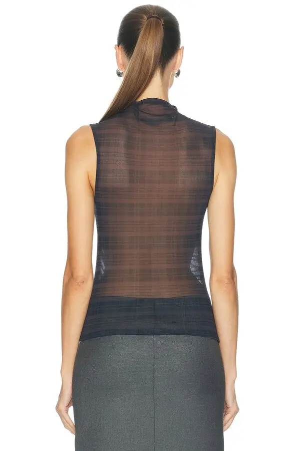 Enza Costa Mesh Sleeveless Twist Top In Grey