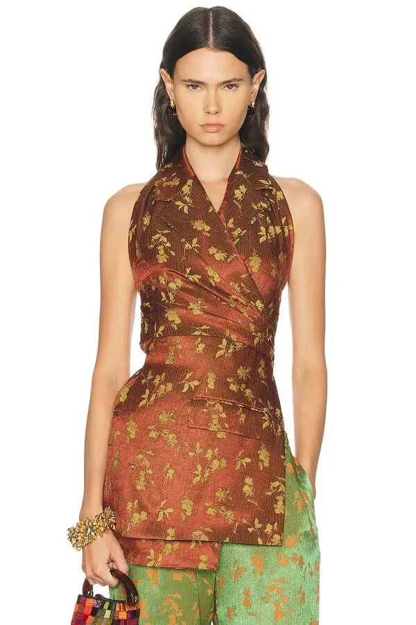 Dries Van Noten Geline Gilet Top - Rust