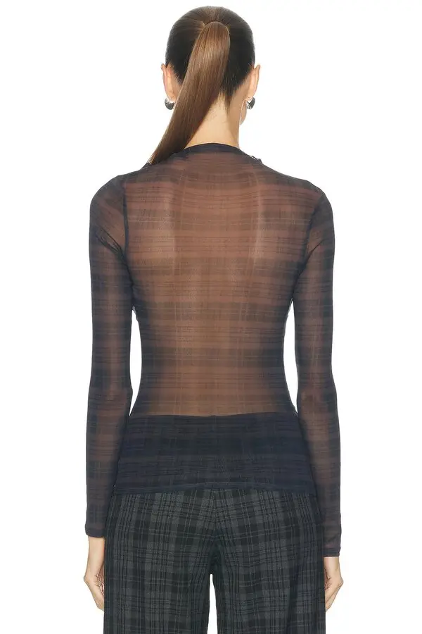 Enza Costa Mesh Long Sleeve Twist Top In Grey