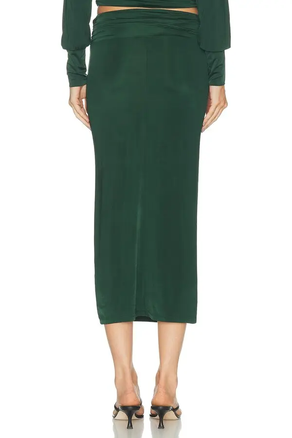 Eterne Elsa Liquid Jersey Midi Skirt In Green