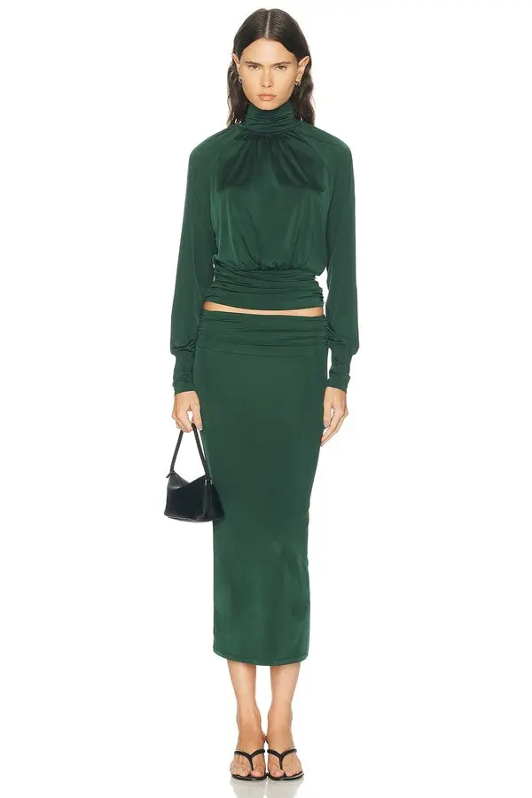 Eterne Anouk Liquid Jersey Top In Green