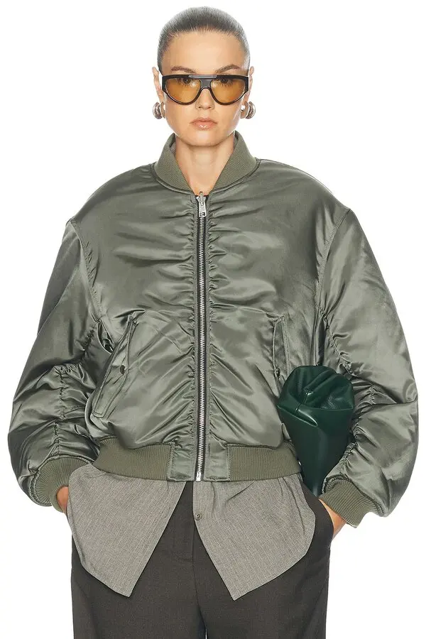 AGOLDE Frankie Reversible Bomber In Green - Fern