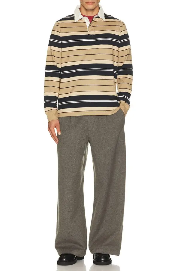 Barbour Frith Tartan Stripe Rugby Polo Shirt In Brown