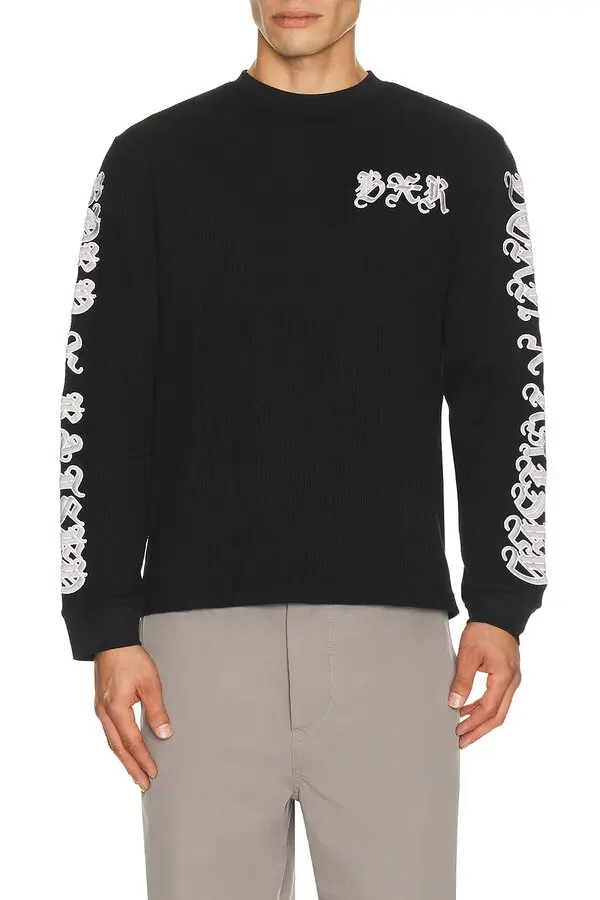 BORN X RAISED Gothic Embroidered Waffle Thermal