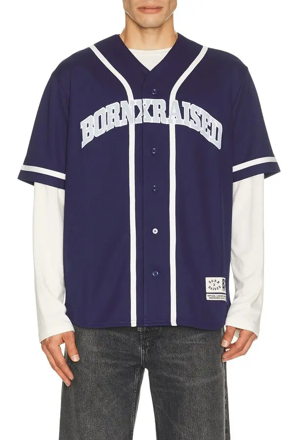 BORN X RAISED Bxr Sport Arch Baseball Jersey - Blue