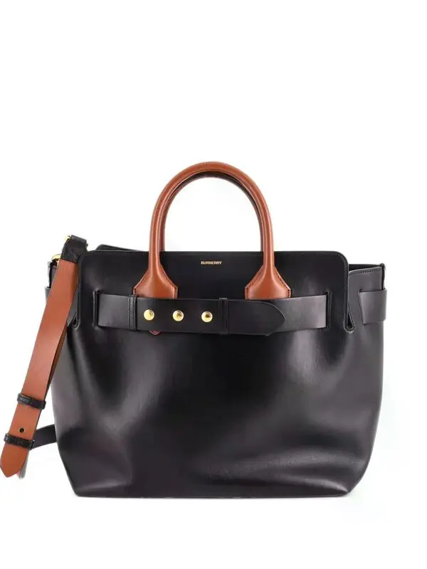 Burberry Belt Leather Large Tote Bag - Black