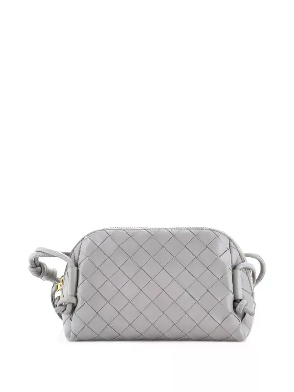 Bottega Veneta Concert Pouch Intrecciato Nappa Mini Crossbody Bag - Grey