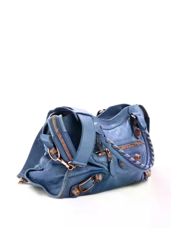 Balenciaga City Giant Studs Bag Leather Medium Satchel - Blue