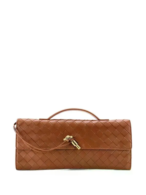 Bottega Veneta Andiamo Top Handle Intrecciato Nappa Long Clutch Bag - Brown