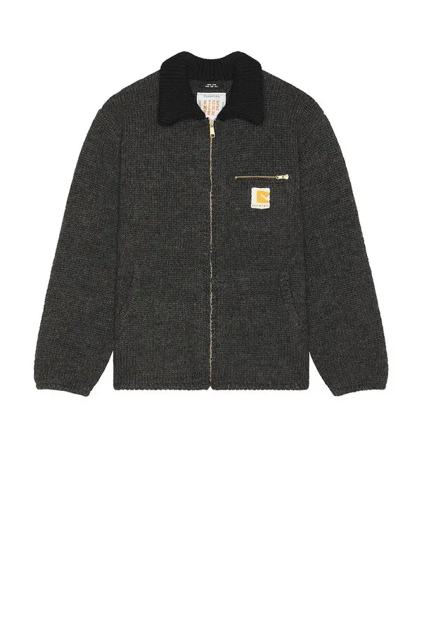 RICE NINE TEN Home Made Knitting Detroit Jacket In Grey