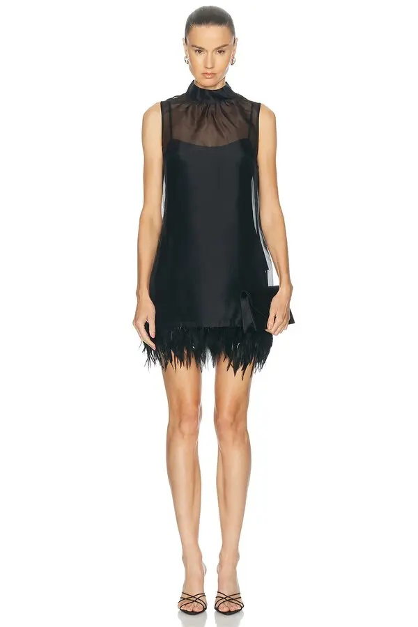 Staud Albee Silk Mini Dress - Black