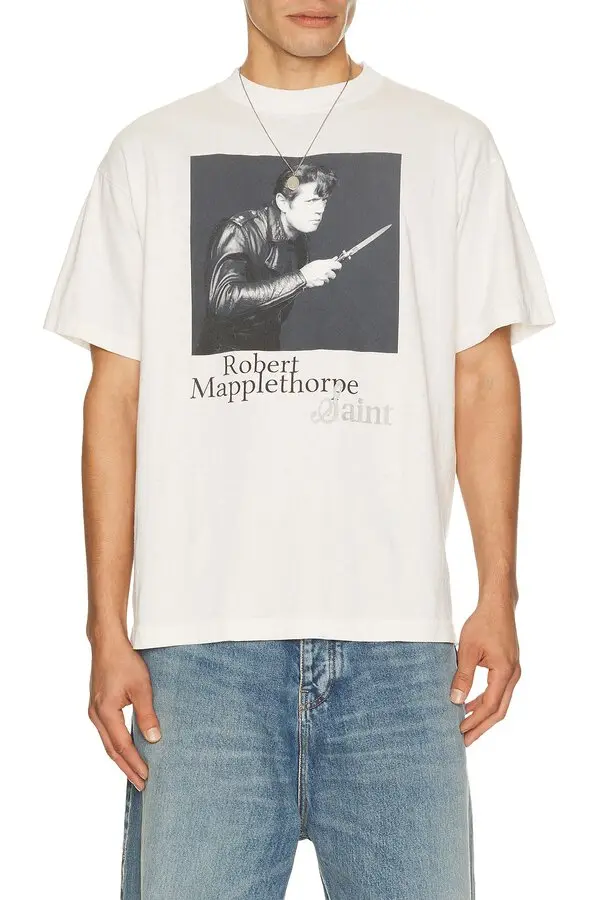 SAINT MXXXXXX X Robert Mapplethorpe Self Portrait Tee - White
