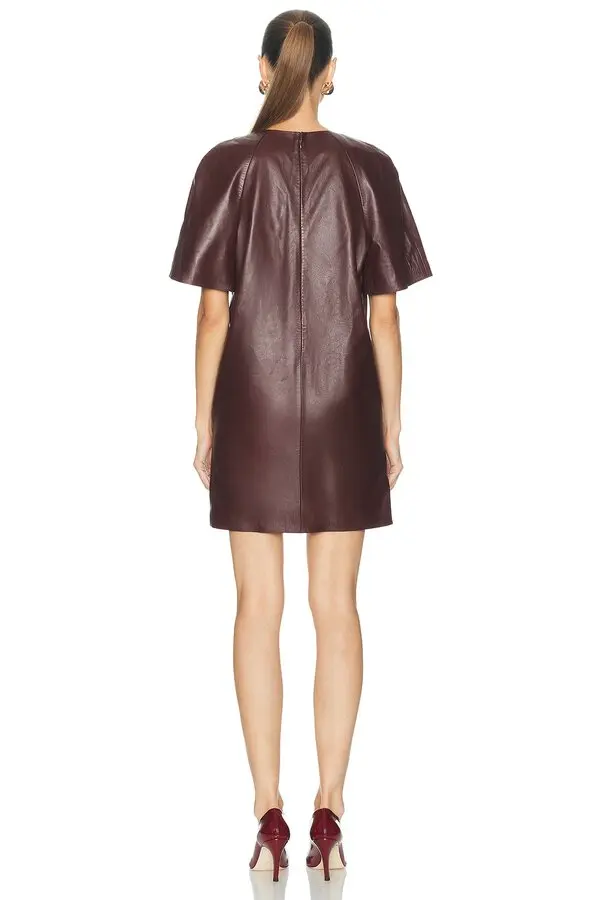 TOTEME Cocoon Leather Dress In Wine
