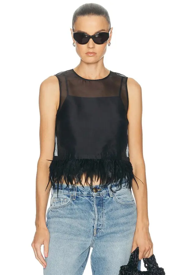 Staud Avi Silk Top - Black