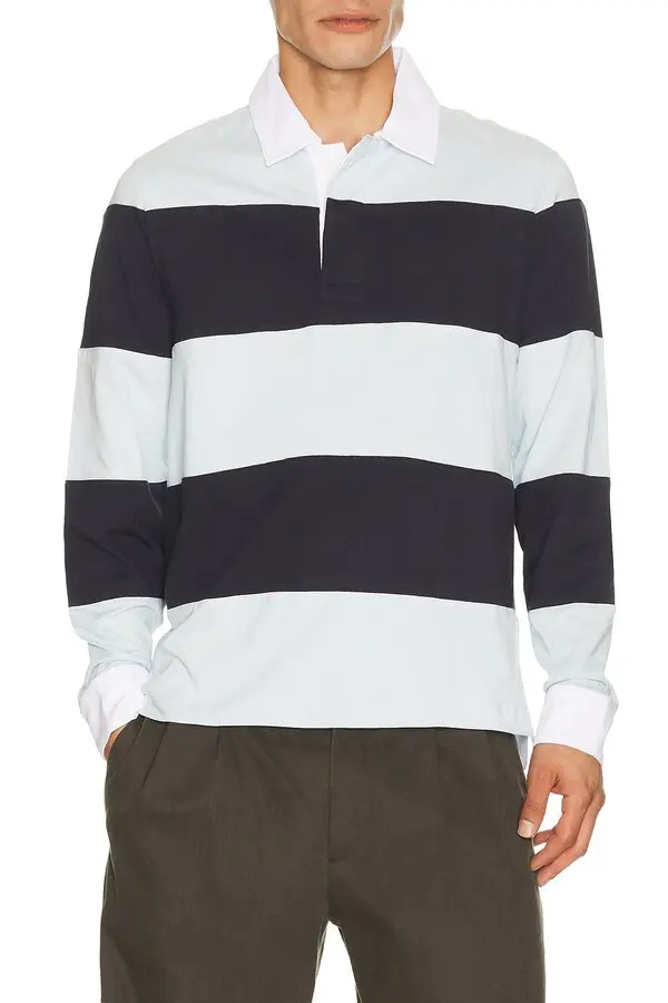 Rag & Bone Classic Stripe Rugby Shirt In Blue