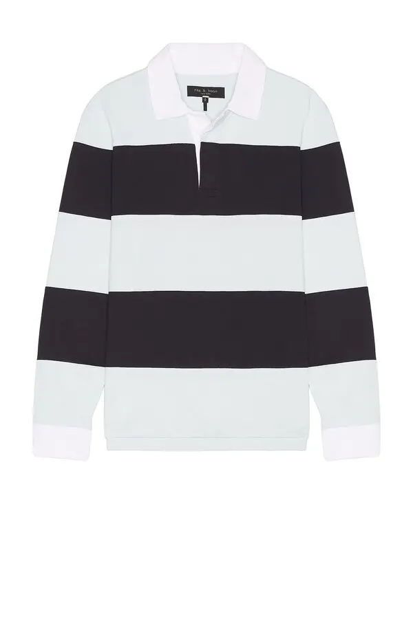 Rag & Bone Classic Stripe Rugby Shirt In Blue