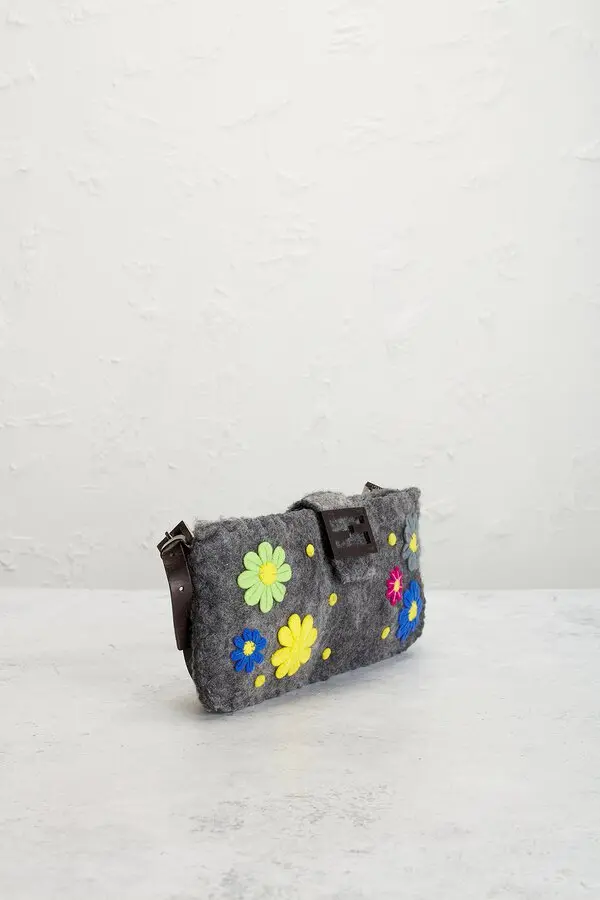 Fendi Floral Embroidered Shoulder Bag