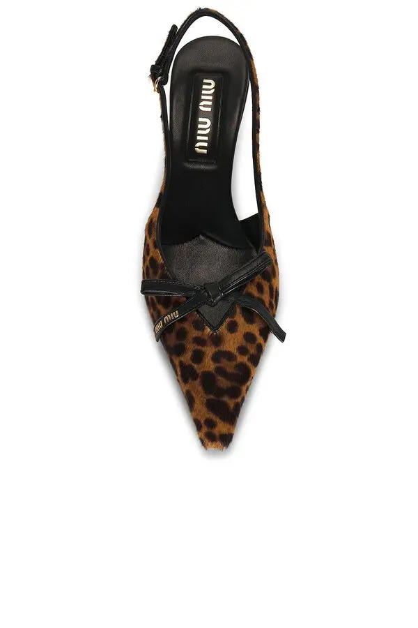 Miu Miu St. Leopardo Modellerie Kitten Pump In Brown
