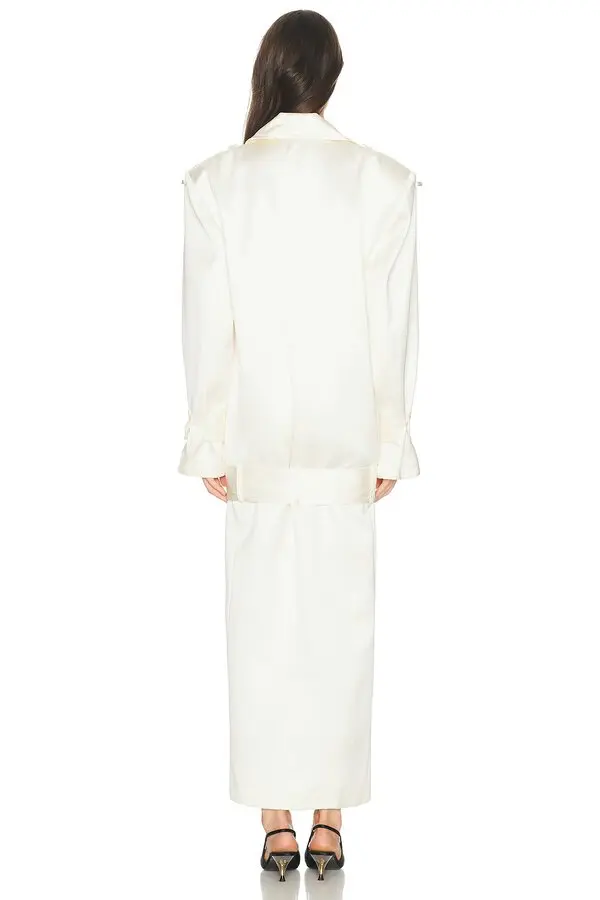 HELSA Trench Coat With Low Belt In Double Face Satin