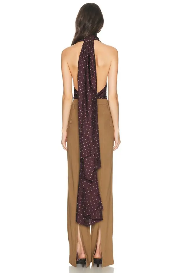 HELSA Natasha Halter In Tie Print In Wine